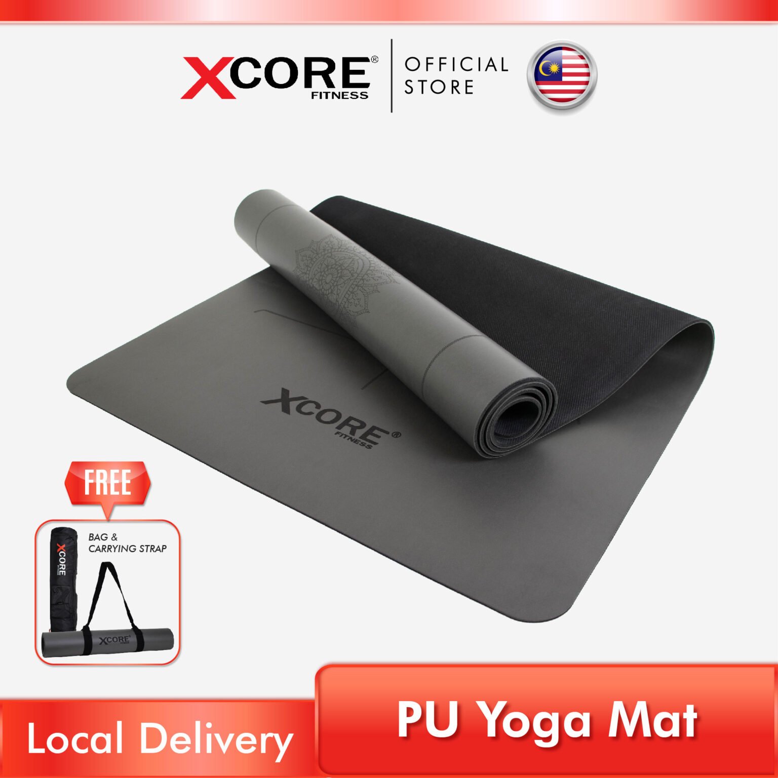 PU Natural Rubber Yoga Mat - Xcore Fitness
